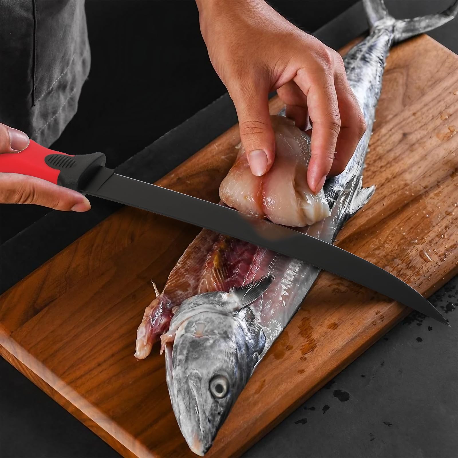 Muibe Fillet Knife for Fish, 9β Stainless Steel Blade, Corrosion-Resistant Coating, with Protective Sheath and Non-Slip Handle, for Filleting Practical Tools