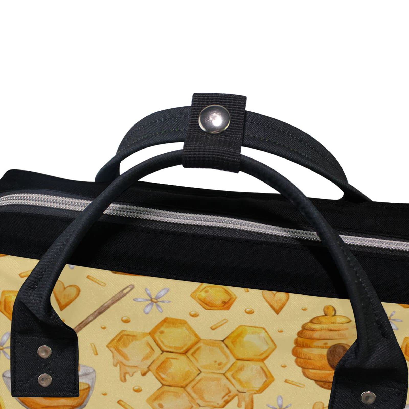 MCHIVER Honey Bee Personalized Diaper Bag Backpack Custom Name Mommy Backpack Baby Changing Bags Nursing Travel Nappy Bags