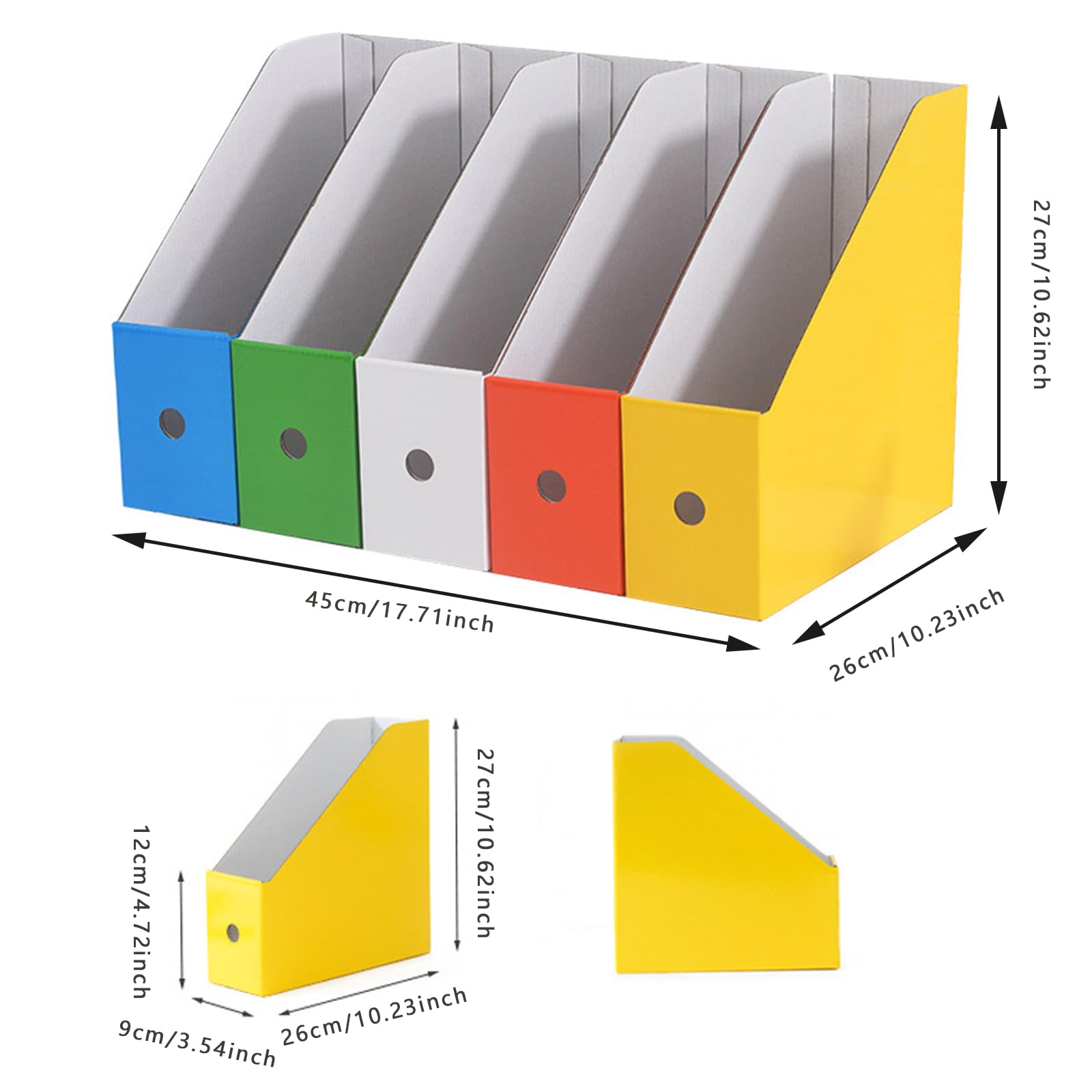 EWAFILU 15 Pack Foldable Desk File Holder, Cardboard Magazine Storage Box with Labels for School Office Desk Supplies (Multicolor)