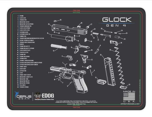 EDOG GEN4 Gun Cleaning Mat - Schematic (Exploded View) Diagram Compatible with Glock Gen4 Series Pistol 3 mm Padded Pad Protect Your Firearm Magazines Bench Surfaces Gun Oil Solvent Resistant