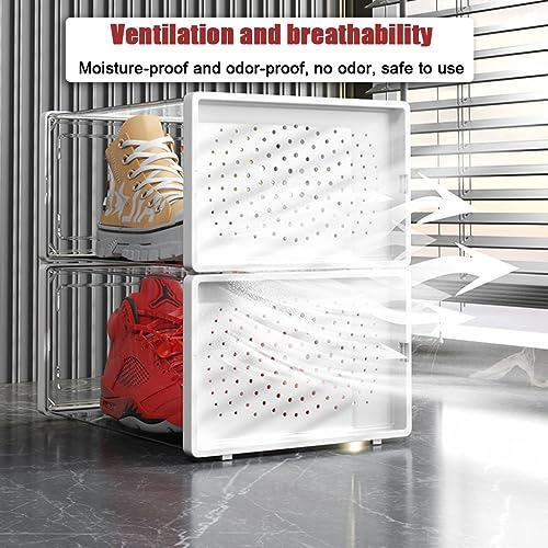 SYGSZF Clear Plastic Shoe Storage Boxes, Foldable Shoe Cabinet,Space Saving Acrylic Shoe Organizer with Magnetic Door,Stackable Large Shoe Stand,Multifunctional Sneaker Storage Show Boxes
