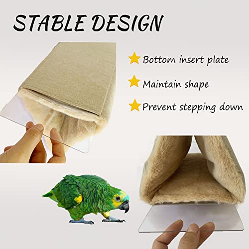 Litewoo Bird Cotton Bed Hammock Toy, Warm Soft Plush Double Access Bird Tent Nest for Parrot Parakeet Cockatiel Cockatoo Budgie Lovebirds (M/Beige)