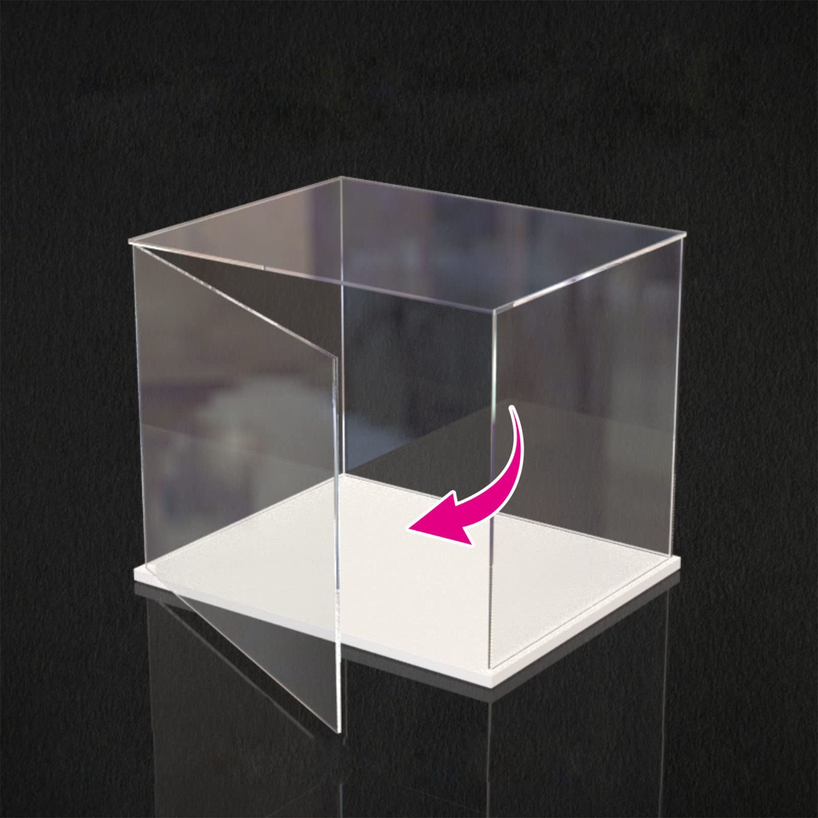 MECC Openable Clear Acrylic Display Case-Assemble Countertop Box with White Base for Display-Clear Display Box,Dustproof Protection Showcase for Figures Toys Collectibles (16x12x10inch/40x30x25cm#)