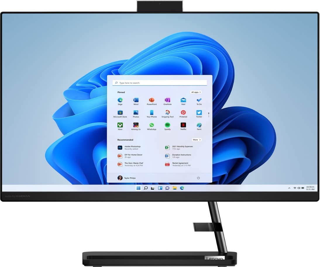 Lenovo IdeaCentre AIO 3i AIO Desktop 23.8" FHD IPS Anti-Glare Display 11th Generation Intel i3-1115G4 Processor 8GB RAM 512GB SSD Intel UHD Graphics Harman Kardon Win11 Black + HDMI Cable