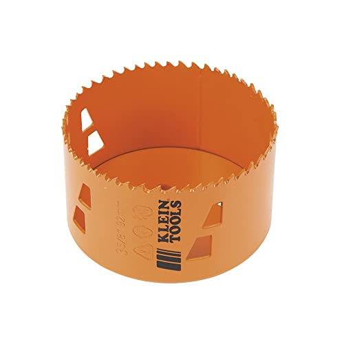 Klein Tools 31958 Bi-Metal Hole Saw, Heavy-Duty 3 5/8-Inch Steel Cutting Hole Saw with Multiple Leverage Points