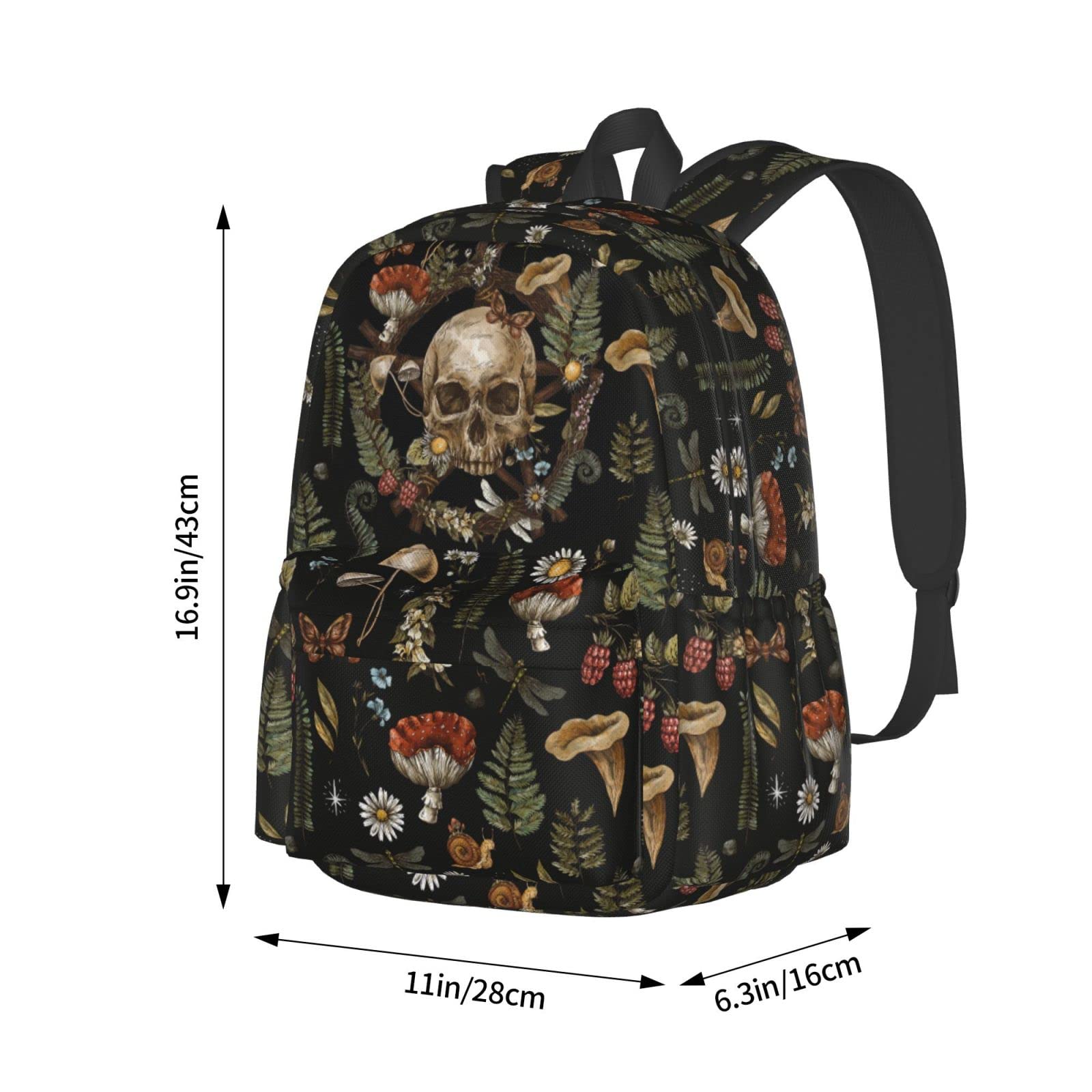FREEHOTU Snails Mushrooms Backpack For Men Women With Adjustable Padded Shoulder Straps Daypack For College Travel