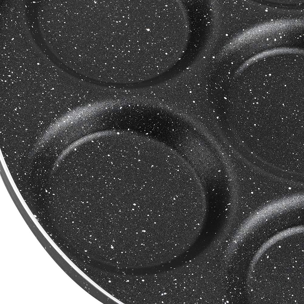 Yosoo123 Frying Pan, 7 Holes Frying Pan Non Stick Fried Eggs Cooking Pan Burger Household Kitchen Cookware for Pancakes Burgers Quesadillas Eggs Breakfast