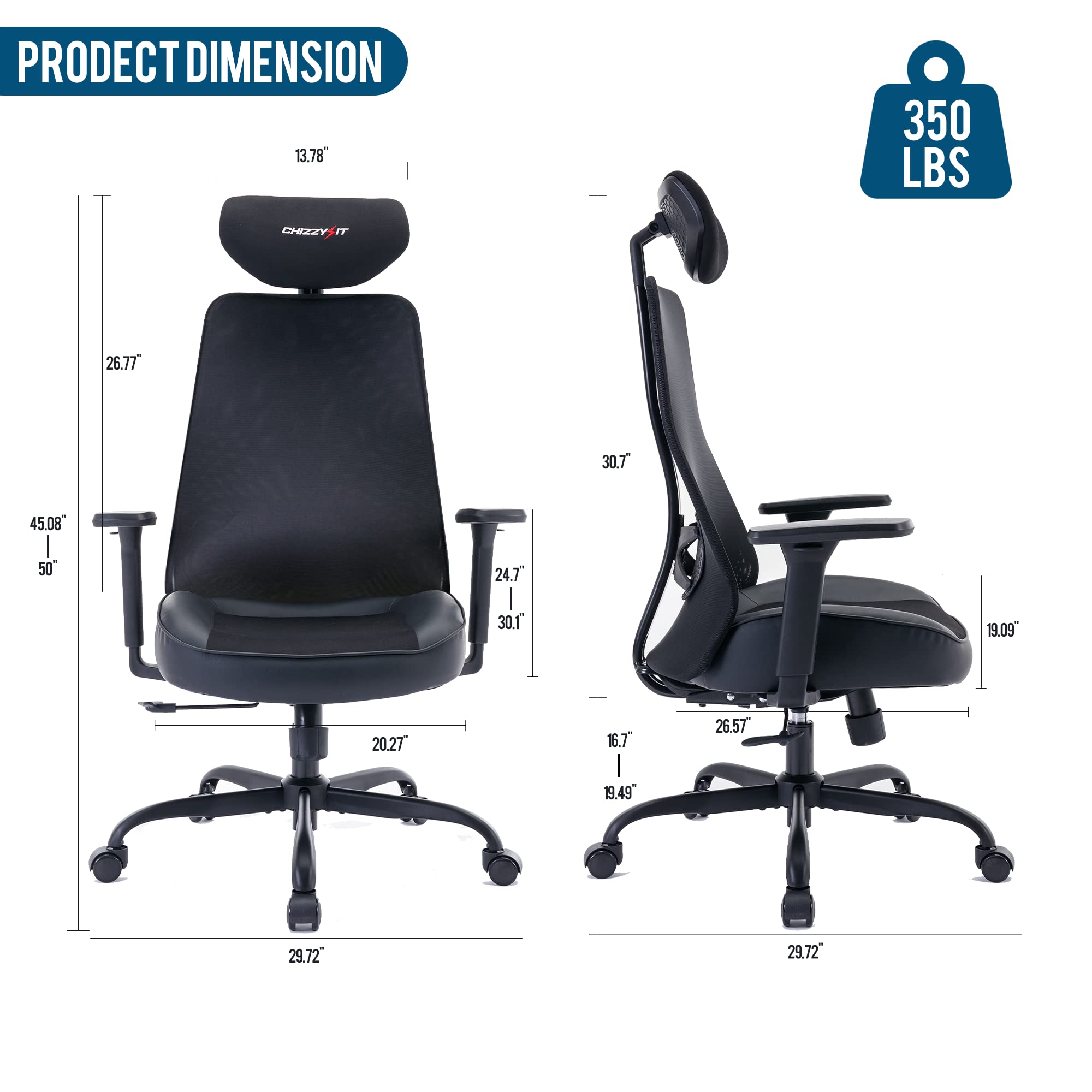 Ergonomic Gaming Chair,High Back Computer Chair Mesh Gaming Chair with Adjustable Headrest and Lumbar Support Home Office Chair 3D Armrest 400lbs