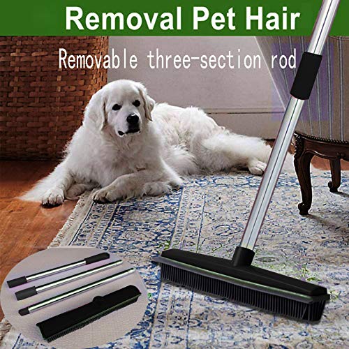 Multifunction Telescopic Floor Carpet Broom Pet Hair Dust Removal Cleaner Sweeper Cleaning Tools for Home (Black)