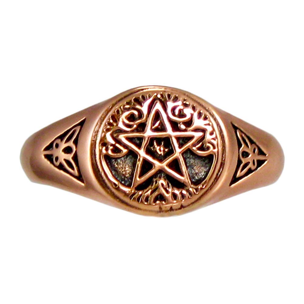 Dryad Design Copper Pagan Tree Pentacle Pentagram Ring Size 5