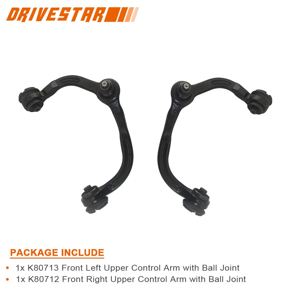 DRIVESTAR K80712 K80713 Front Upper Control Arms with Ball Joint Bushing, fit 2003 2004 for Ford Expedition