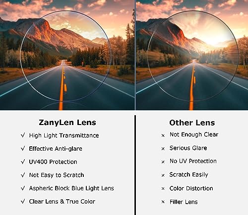 ZanyLen Vintage Blue Light Glasses for Women, Computer Reading/Gaming/Phones Eyeglasses, Anti-Glare/UV400/Eye Strain, Glitter Cat-Eye Champagne Frame