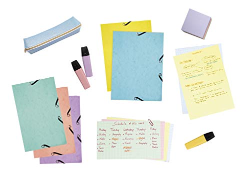 Exacompta 55560E Elasticated Document Folder with 3 Flaps in Glossy Card 400 g/m2 for A4 Document Filing Assorted Colours
