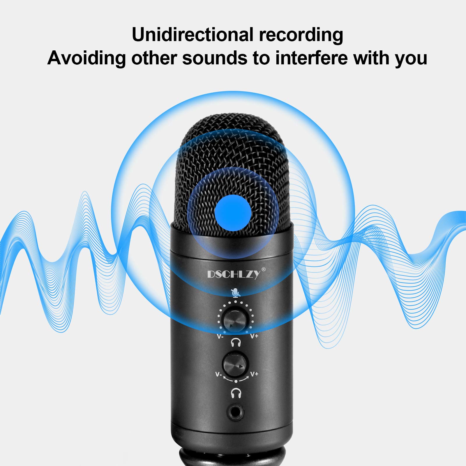 FONSAWA USB Condenser Microphone Podcast PC Microphone: Vocal Recording Streaming Mic Studio Professional Zero Latency Monitoring Kit for Singing Skype Gaming Voice YouTube with Tripod Stand