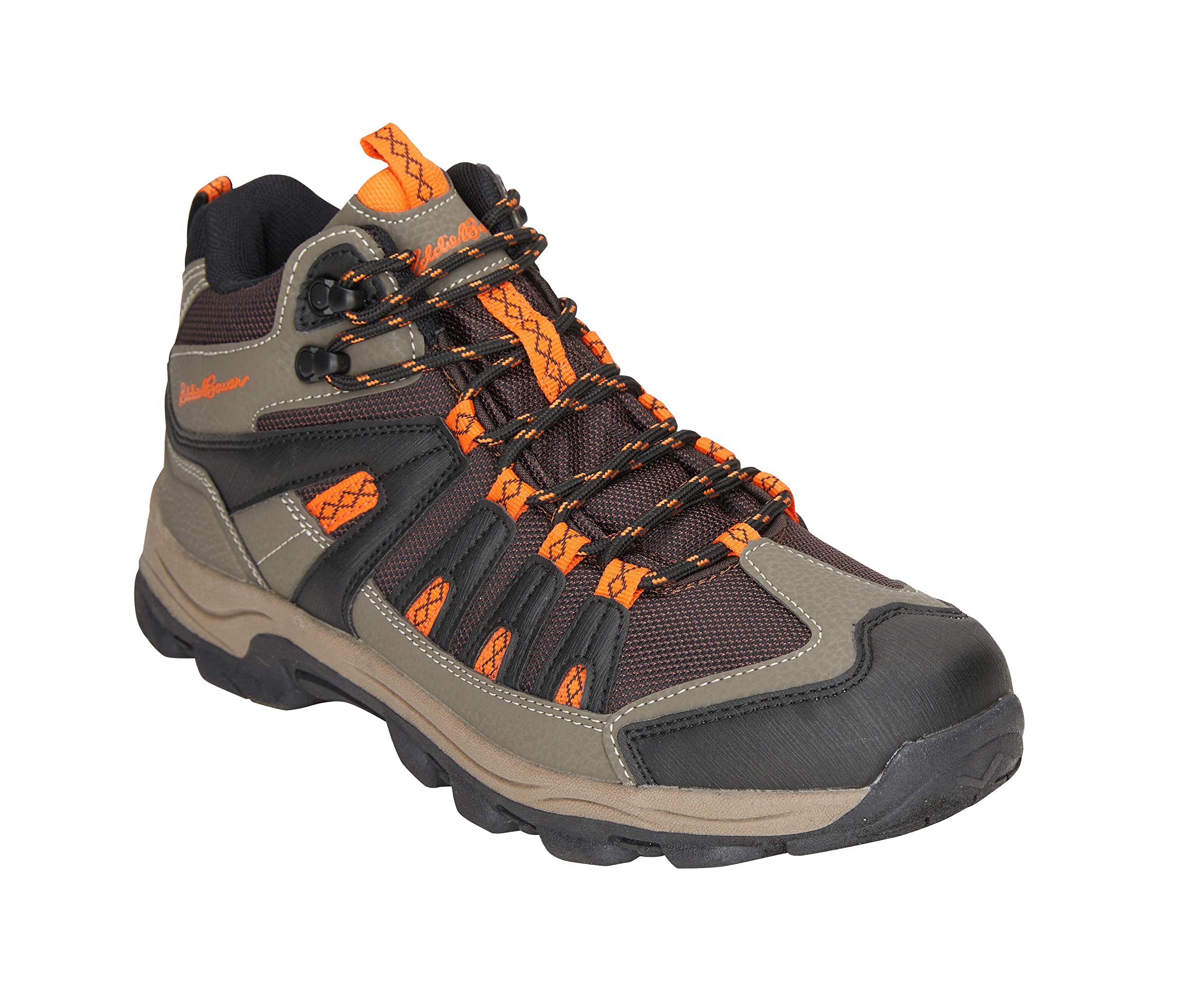 Eddie Bauer Rainer Hiking Boots for Men | Water Resistant, Multi-Directional Lug Pattern Burly & Rugged Design Rubber Traction Outsole Cushioned Footbed
