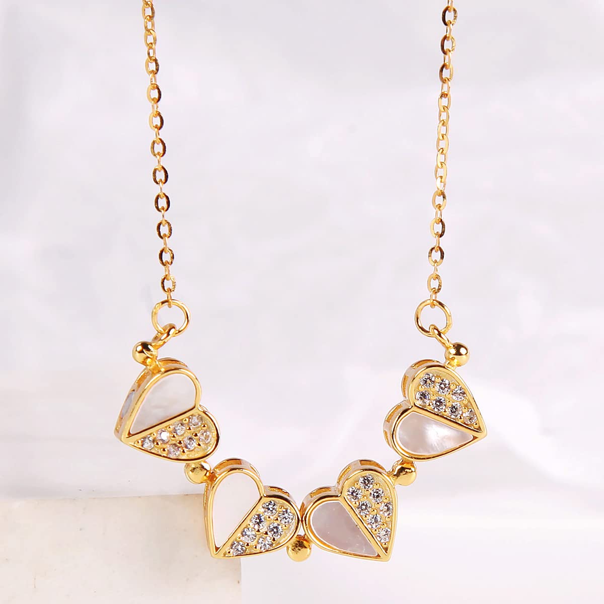 Guptue 4 Leaf Clover Heart 2 in 1 sterling silver Pendant Necklace for Women and Valentine Gift