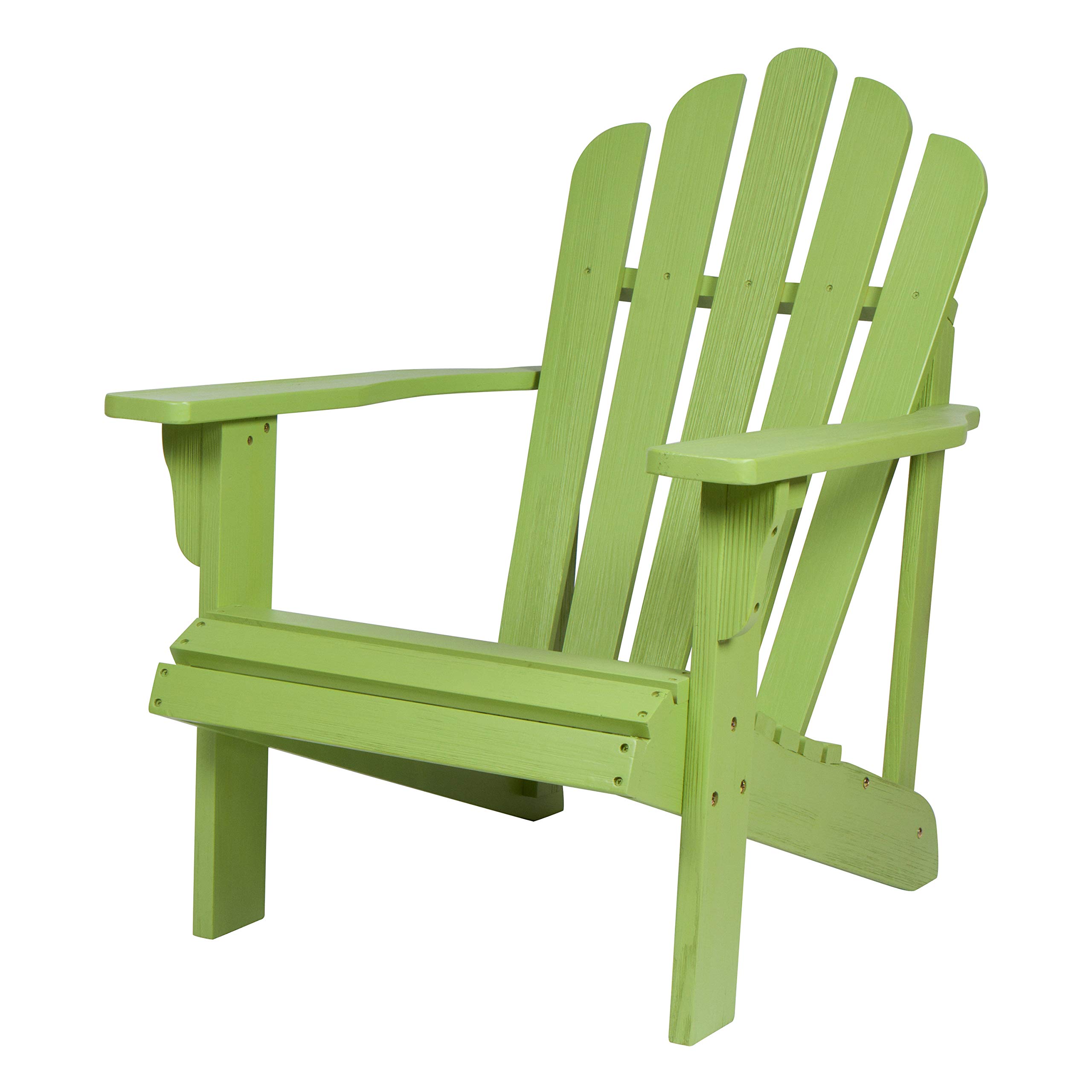 Shine Company Westport Wooden Adirondack Chair, Outdoor Patio Firepit Chairs, Back & Seat Pre-Assembled, Lime Green