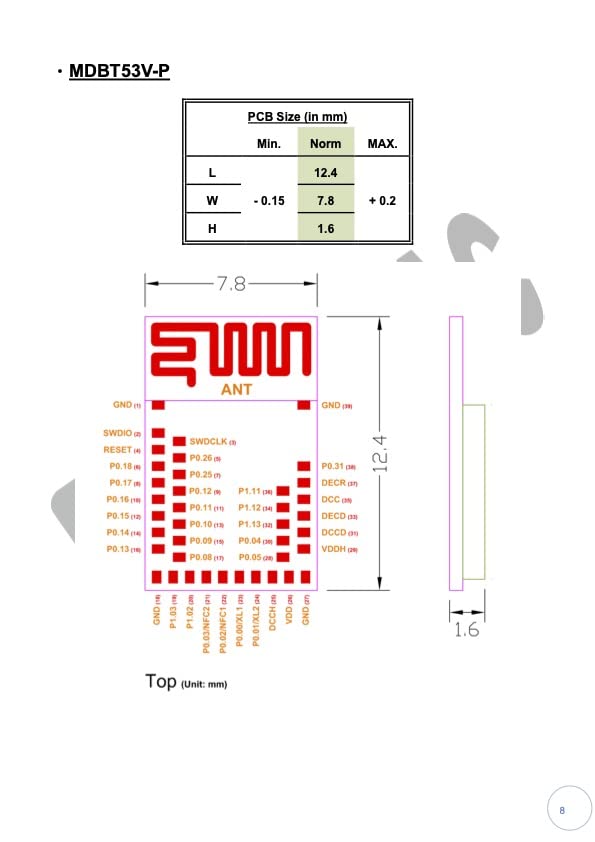 MDBT53V-P1M Nordic nRF5340 Dual Core PCB ANT 25 GPIO Bluetooth Module BT5.2 FCC IC CE Telec KC SRRC (3pcs Pak)
