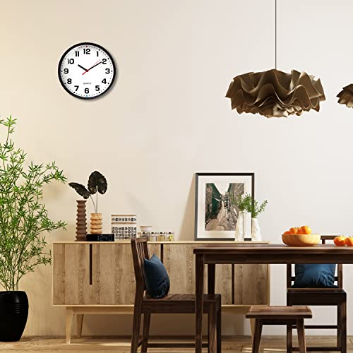 Wall Clock 9 Inch Battery Operated Silent Non-Ticking Wall Clock Modern Quartz Design Decorative Indoor Kitchen Office White