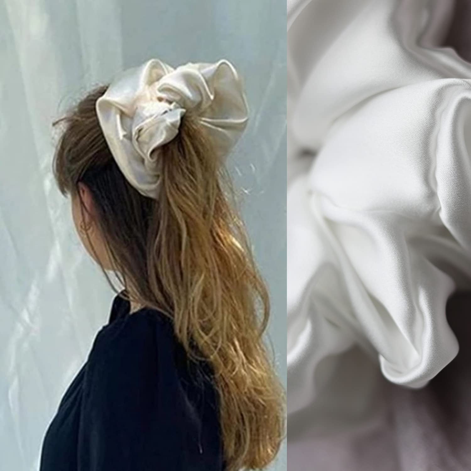Large Satin Scrunchies Oversized Scrunchies Jumbo Scrunchies Sleeping Giant Scrunchie No Damage Big Satin Silk Scrunchies for Women(A)