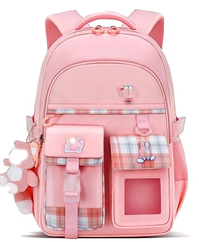 MJUN Kid Girls Backpack Waterproof Cartoon Comic 3D Bookbag Children Student School Backpack (pink)