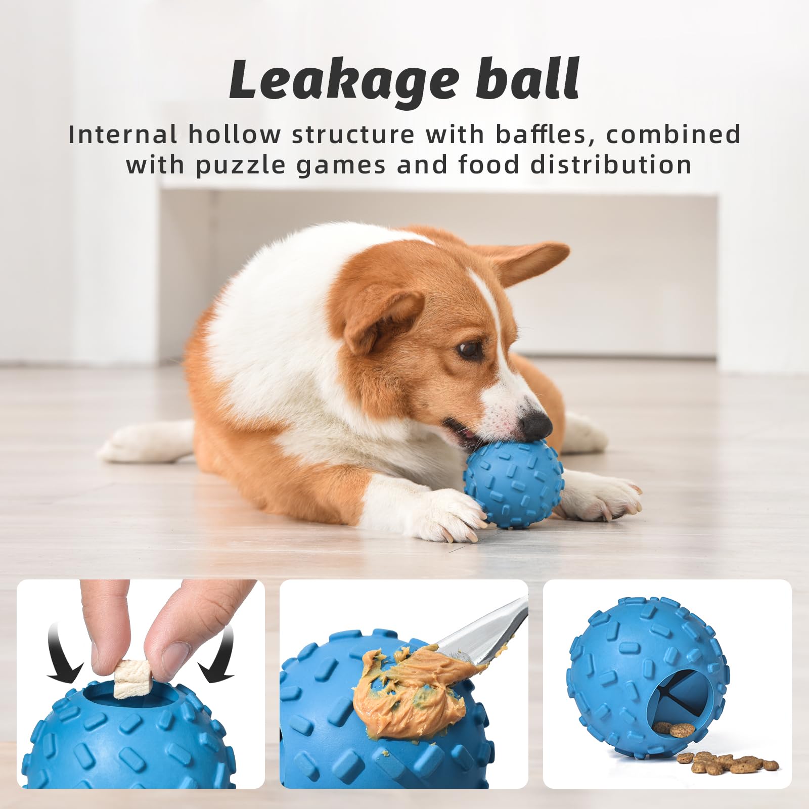 Doudele Dog Toy Balls small - Interactive and Treat Dispensing Toys for Active Dogs,Fetch Balls Extremely Durable Natural Rubber