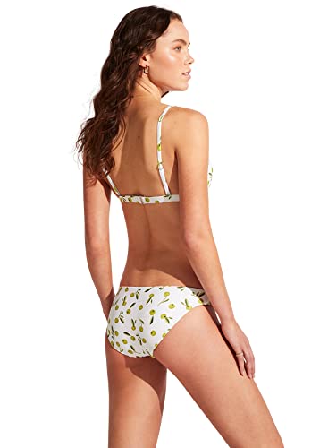 Seafolly Women's Standard Longline Triangle Bikini Top Swimsuit with Adjustable Straps, Summer Crush Soft Olive, 6