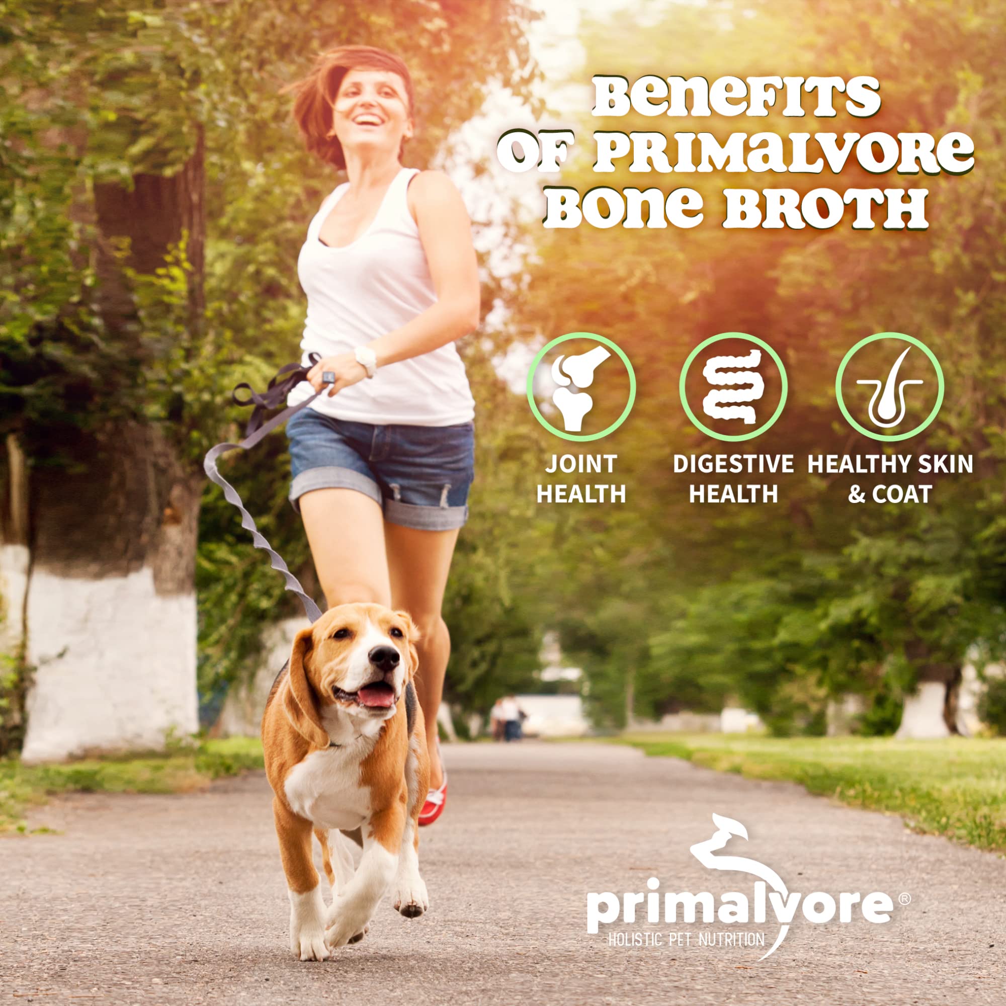Primalvore Free-Range Bone Broth for Dogs &Cats, Mobility Formula w/Collagen Peptides to Help Support Hip & Joints, Digestion, Skin & Coat and Hydration, Human Grade, Mix 4 Pack Chicken and Duck