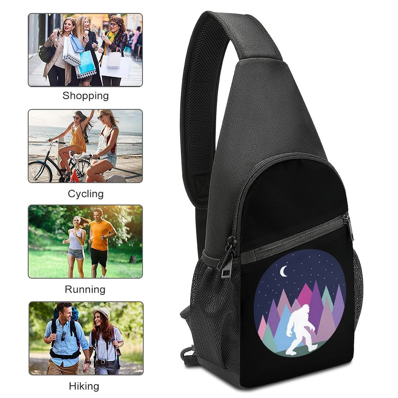 FunnyStar Mutli Color Forest Bigfoot Sasquatch Sling Bag Crossbody Backpack Shoulder Chest Daypack For Travel Hiking