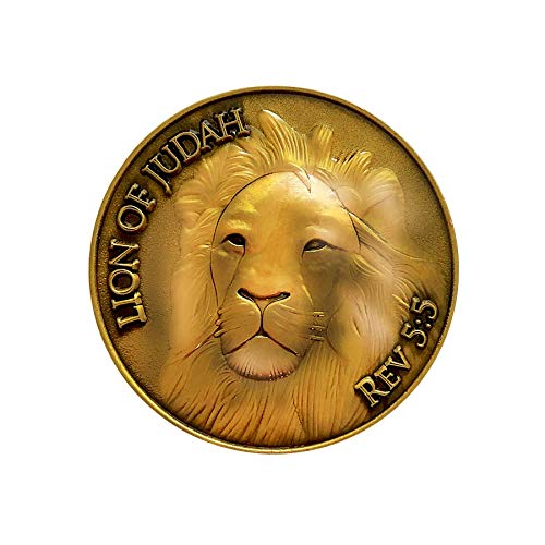Lion of Judah, Man of God, Be Strong and Courageous, Antique Gold Plated, Challenge Coin, Joshua 1:10
