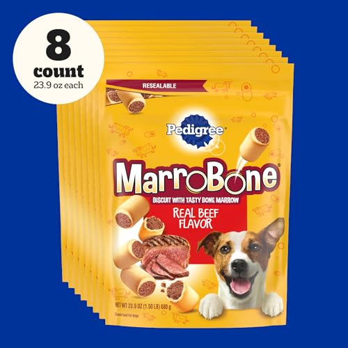 PEDIGREE MARROBONE Dog Treats Real Beef Flavor Crunchy Dog Biscuit, (24.9 OZ)(Pack of 8)