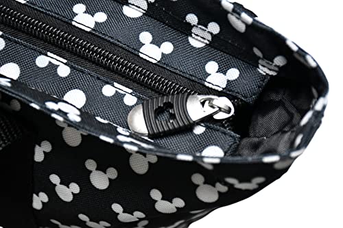 Disney Tote Mickey & Minnie Mouse Icon Print Zipper Travel Bag (Black Polka)