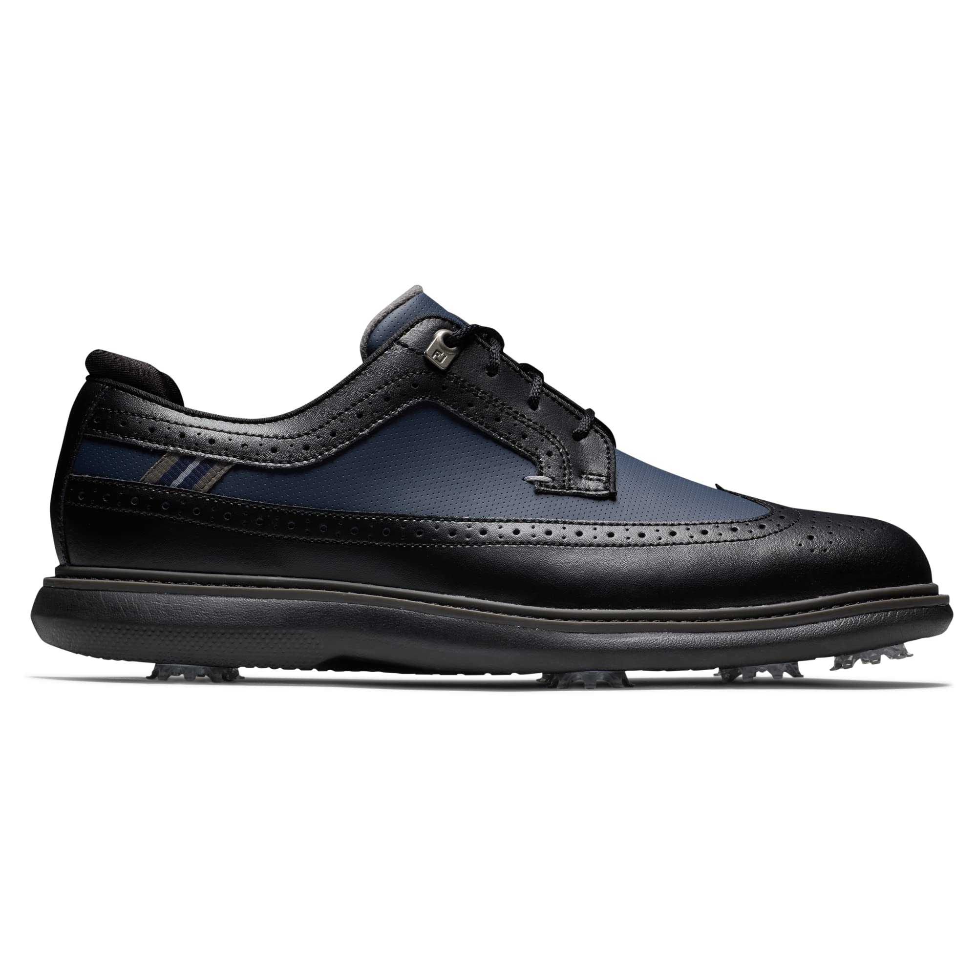 FootJoy Men's Traditions-Shield Tip Previous Season Style Golf Shoe, Black/Navy, 10.5 Wide