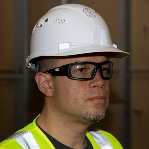 Klein Tools 60163 Safety Glasses, Professional PPE Protective Eyewear with Full Frame, Scratch Resistant and Anti-Fog, Clear Lens, 5.6 x 4 inch