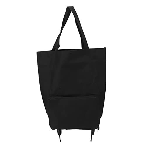 Eujgoov Foldable Shopping Cart, Wheeled Shopping Bag Fabric Multifunctional Storage Bag for Groceries (Black), Eujgoovoa4pw3x0ve-12
