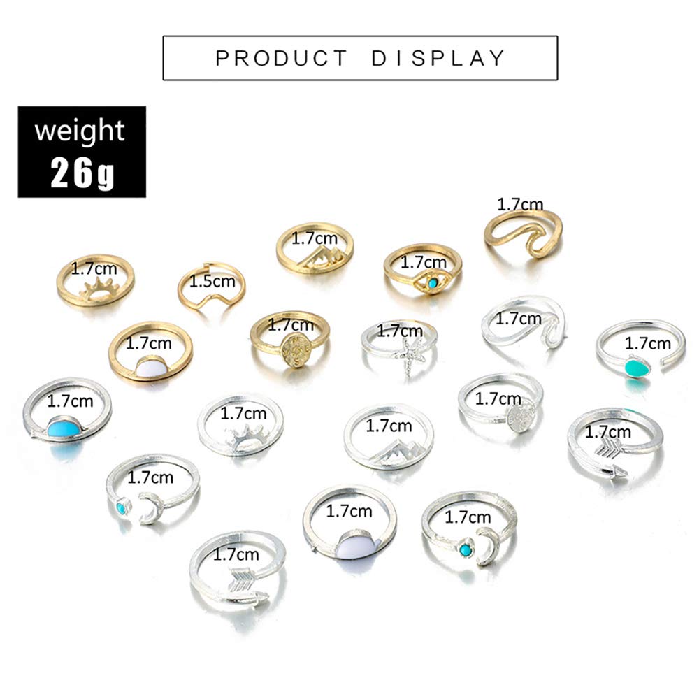 FUTIMELY 12-19Psc Vintage Knuckle Rings Set Stackable Midi Rings for Women Girls Bohemian Gold&Silver Rings Crystal Joint Finger Rings Pack Set (19PCS)