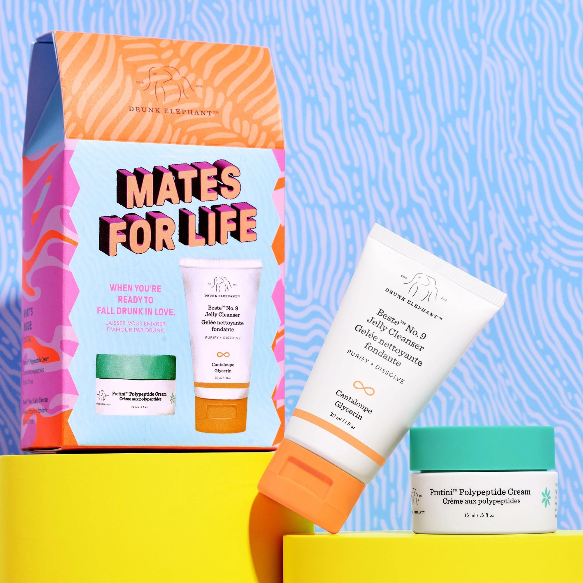 Drunk Elephant Mates for Life Kit: cleanses and moisturizes skin - Includes Beste No. 9 Jelly Cleanser and Protini Polypeptide Cream