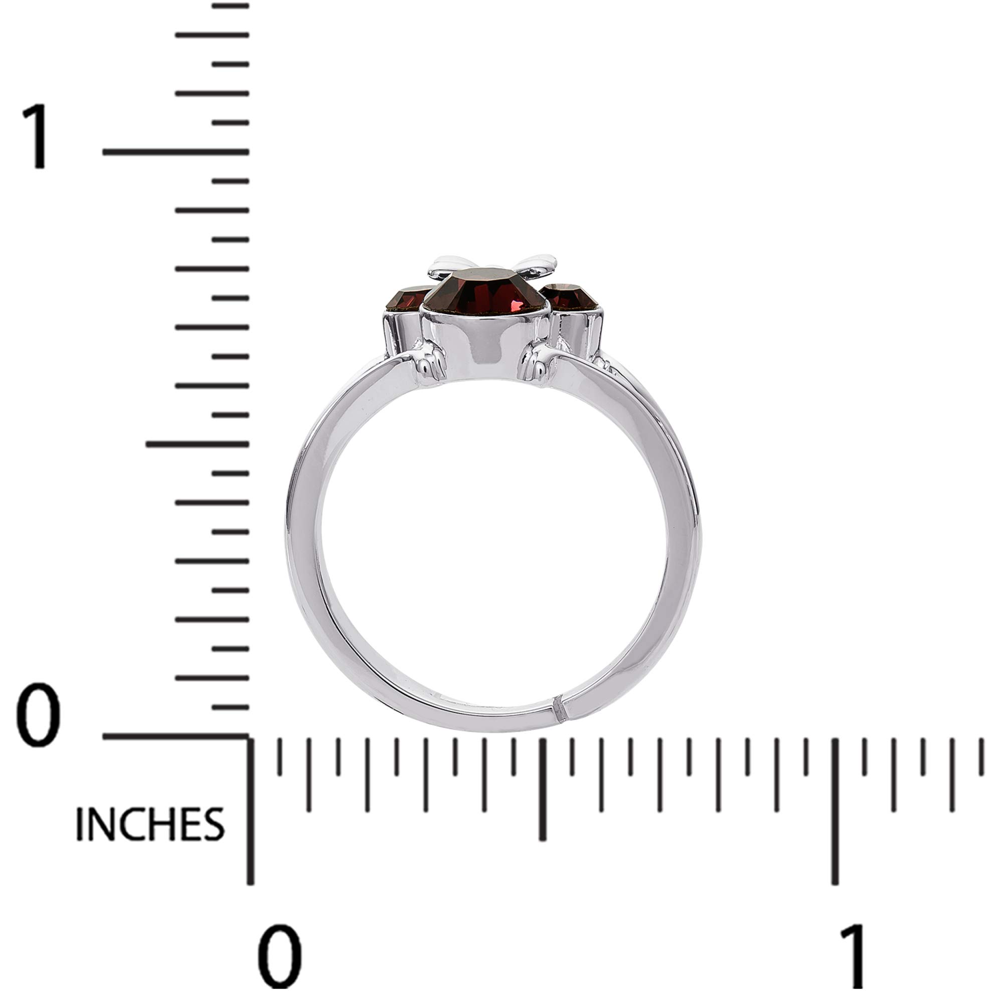 Disney Minnie Mouse Birthstone Jewelry, Silver Plated Burgundy Crystal January Ring Size 4,