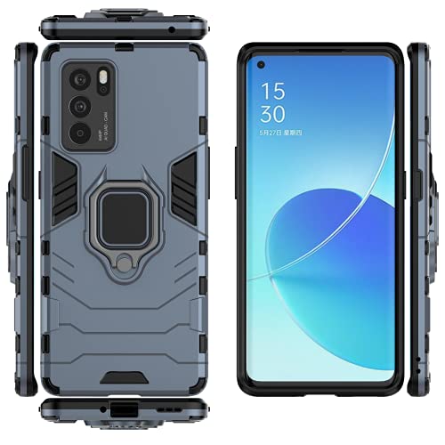 QiongNi Case for Oppo Reno 6 Pro 5G Case Cover,Magnetic Car Mount Bracket Shell Case for Oppo Reno 6 Pro 5G PEPM00 Case Blue
