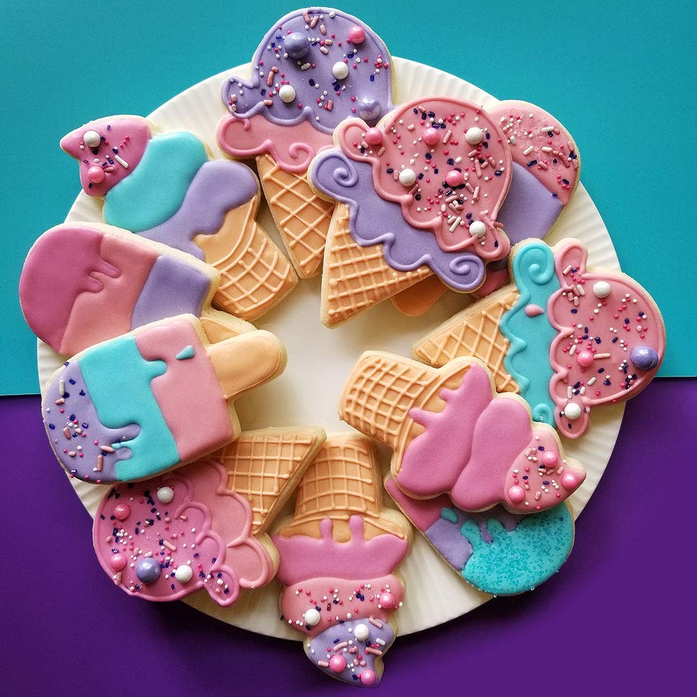 Ice Cream and Sweets Birthday Cookie Cutter 5-Pc Set Made in USA by Ann Clark, Ice Cream Cone, Soft Serve Cone, Popsicle, Ice Cream Sundae
