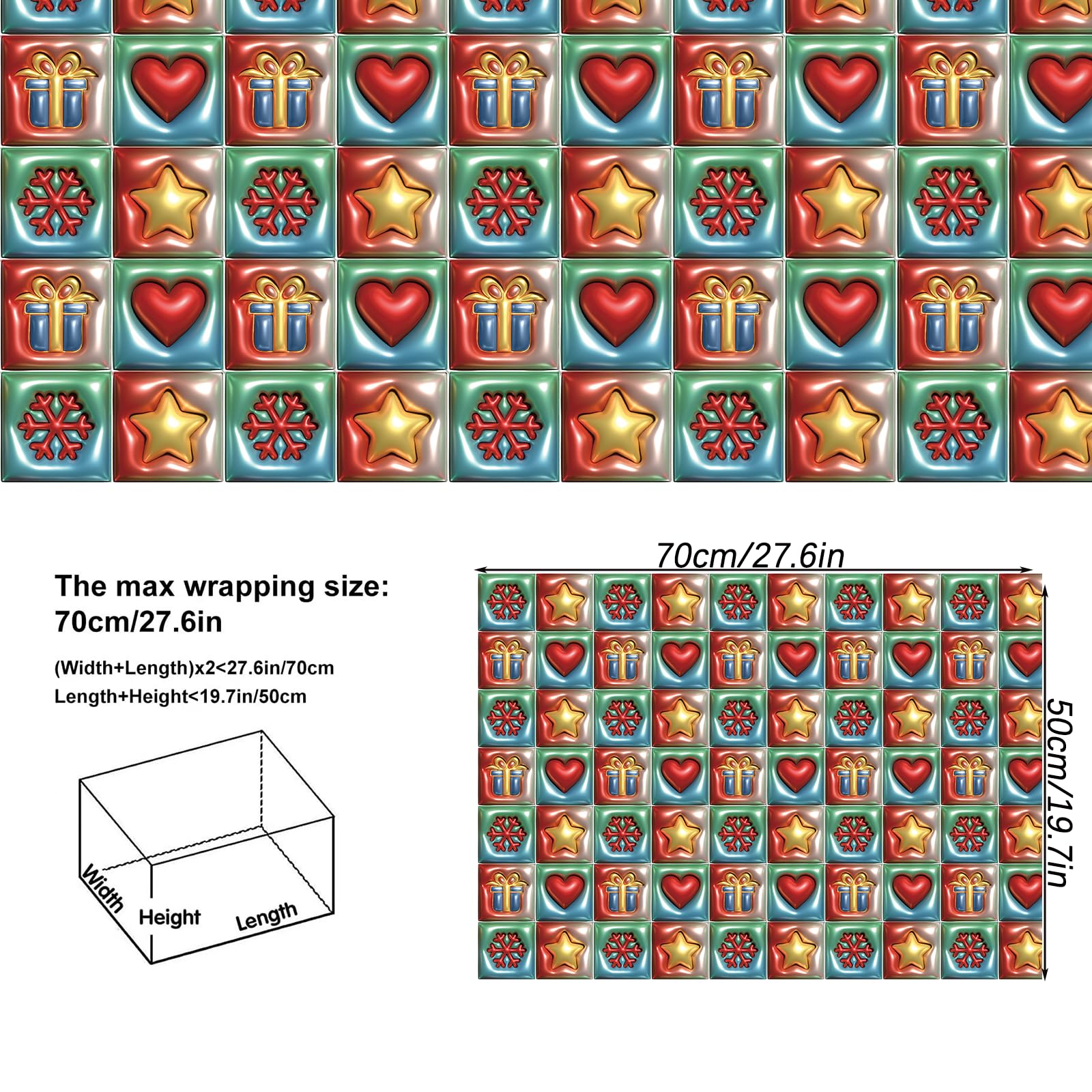Dtiafu Stereoscopic Christmas Wrapping Paper Bundle - Unique Xmas Design with Snowman Merry Christmas - 20 x 28 Inch Per Sheet(8 Pcs)