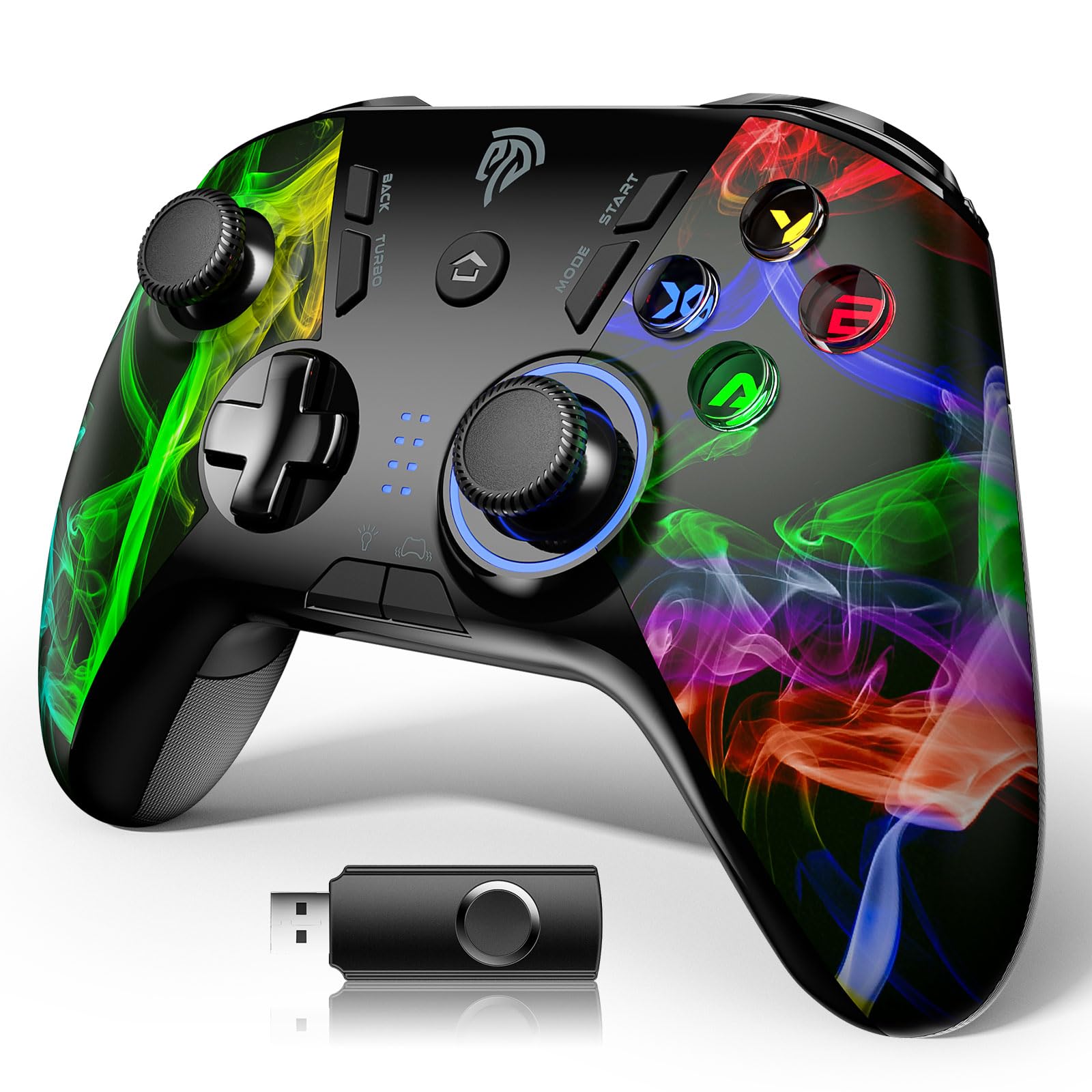 EasySMX Wireless Game Joystick Controller, 2.4G Wireless Gamepad Joystick PC, Dual Vibration, 14 Hours of Playing for PC/PS3/TV Box/Nintendo Switch (Black)