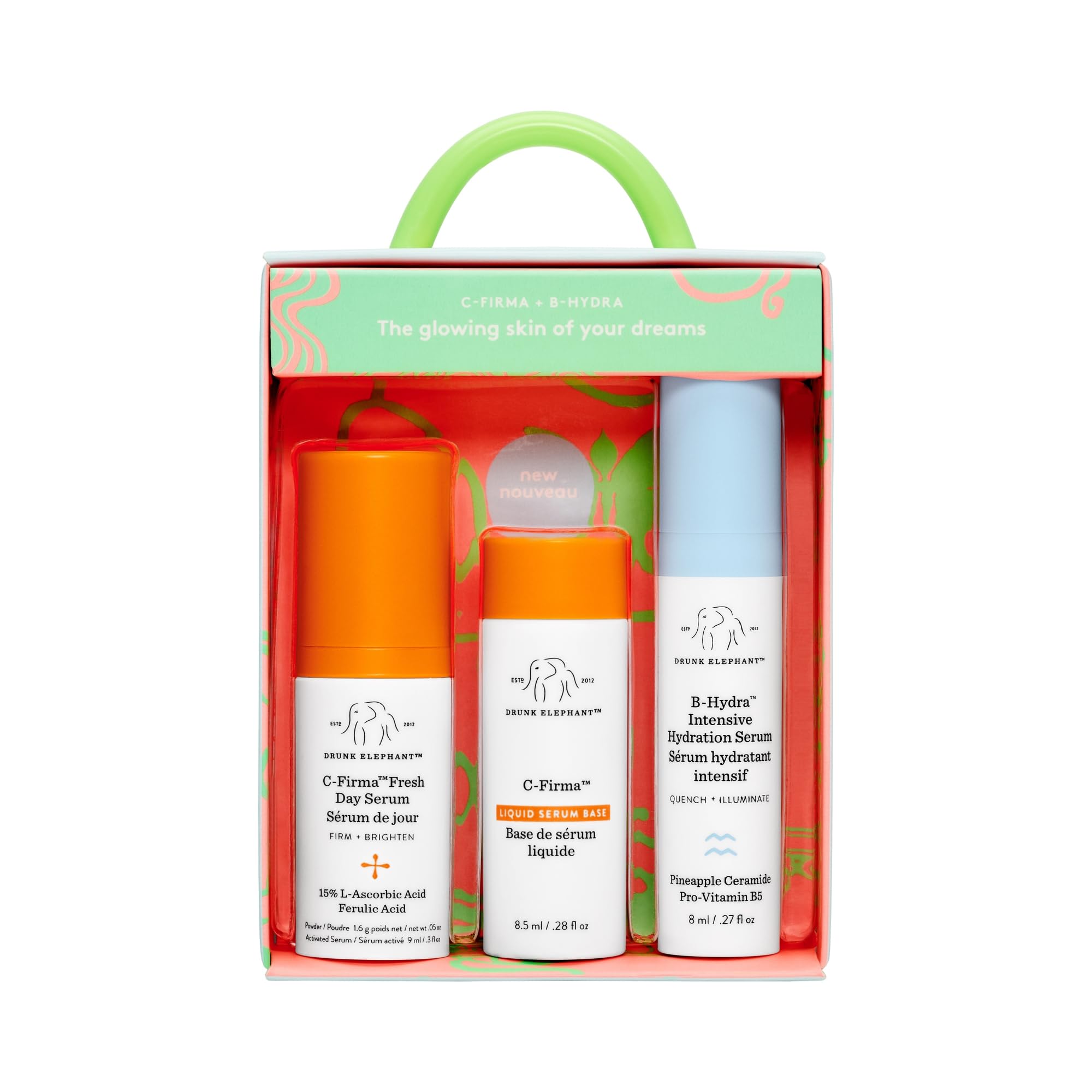 Drunk Elephant Day Dream Duo - C-Firma Day Serum (0.28 oz) & B-Hydra Intensive Serum (0.27 oz) - Essential Oil, Silicone & Fragrance Free - Cruelty Free