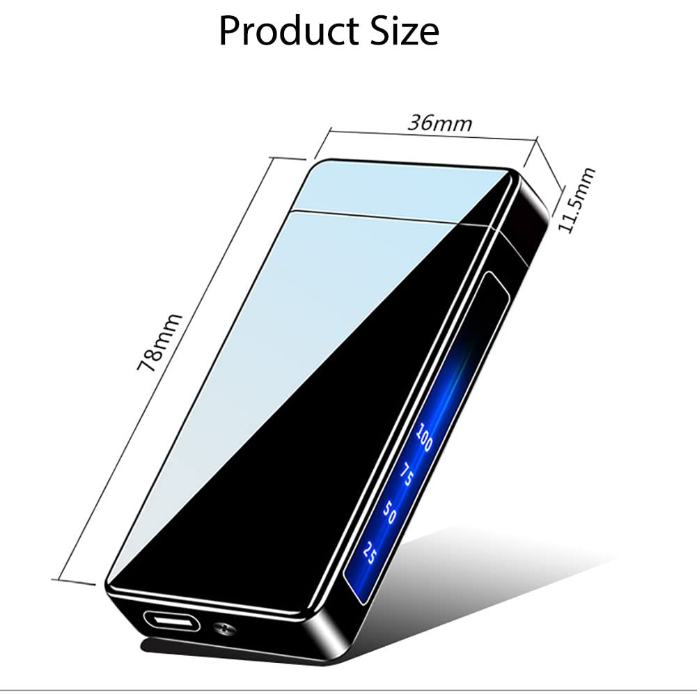 Dual Arc Plasma Lighter Windproof USB Rechargeable Flameless Lighter with LED Battery Indicator and Touch Sensor Switch (ICE Black)