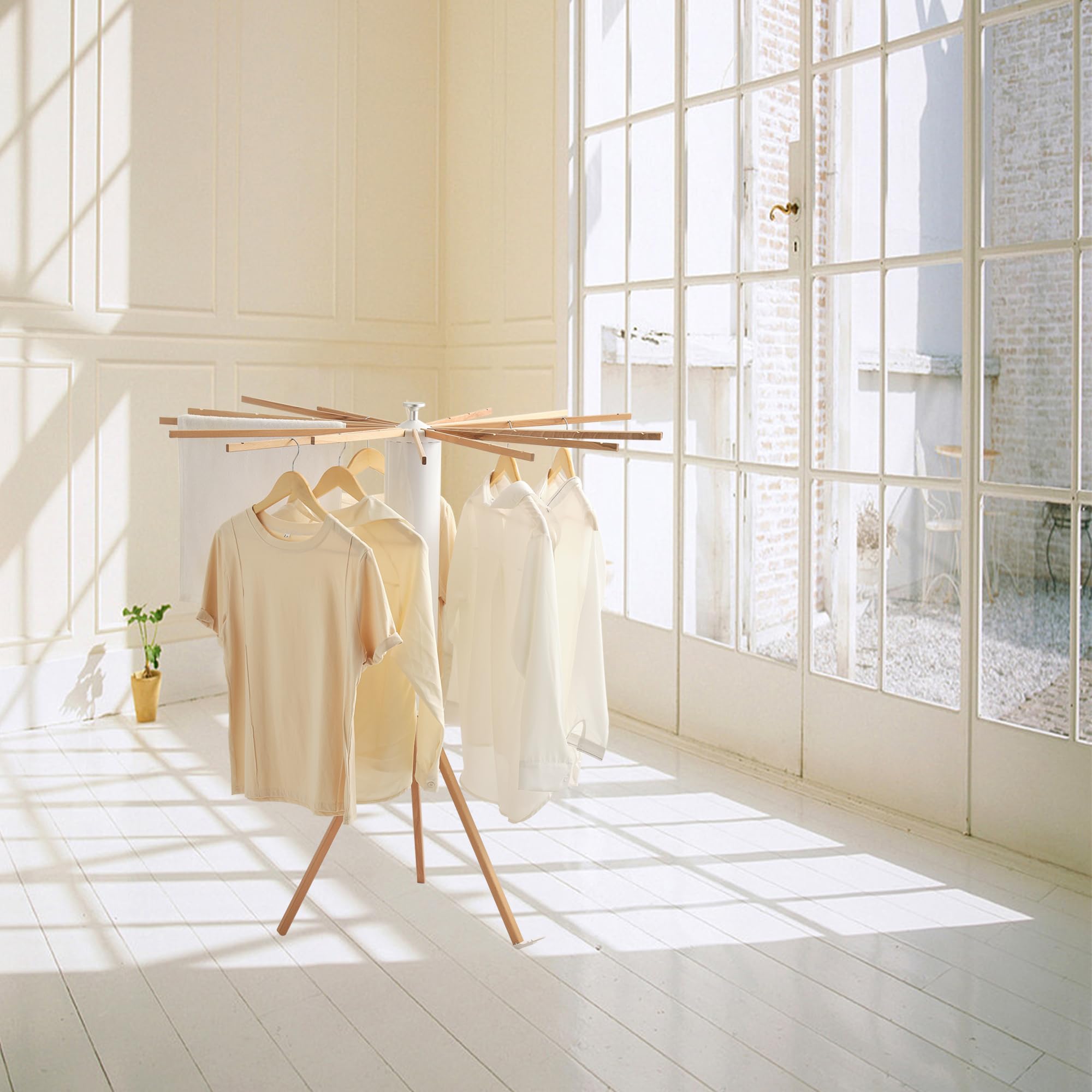 SONICA Drying Rack Clothing,Clothes Drying Rack Foldable Portable, Tripod Wooden Laundry Rack Drying,Space Saving Collapsible Drying Racks for Laundry for Travel and Daily Family Use.