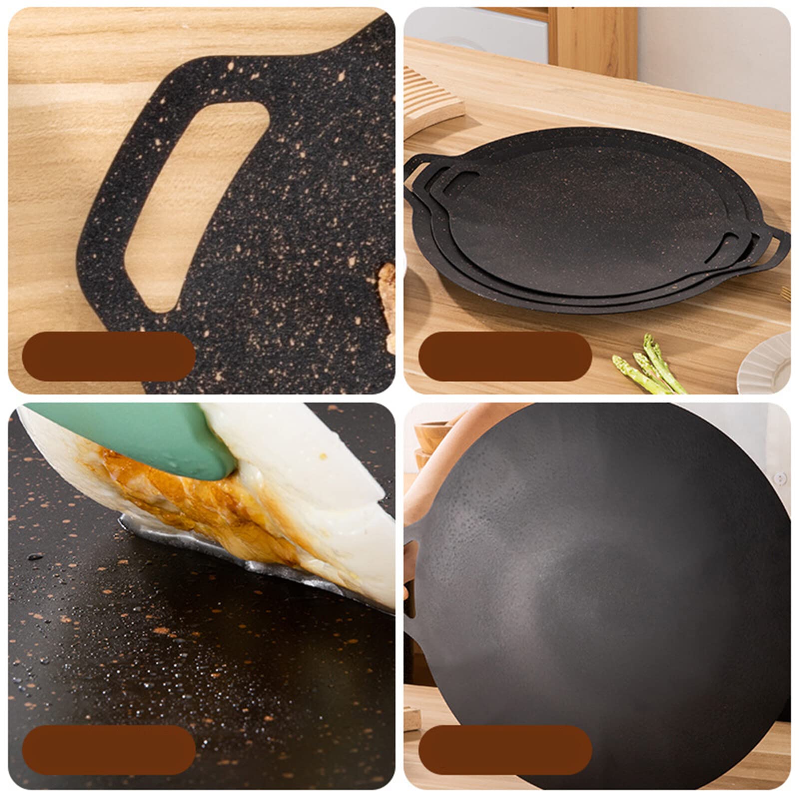 SunshineFace Grill Pan Korean BBQ Grill Pan Non-stick Grill Pan Circular Griddle Pan Korean BBQ Griddle Pan for Stove Top Restaurant Camping Gas Open Fire, 28CM