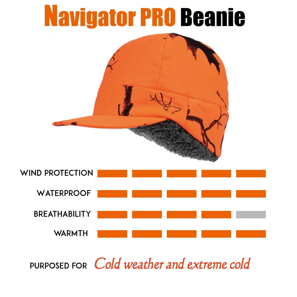 EDTREK mens Extreme Cold Weather Insulated Beanie Flat Brim Waterproof Windproof Backcountry Hunting Hat, Old School Camo, Large
