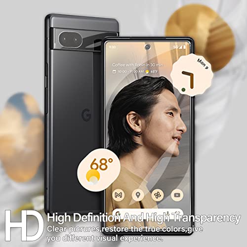 Pixel 6a Tempered Glass Screen Protector + Camera Lens Protector [ 2 + 2 Pack ][Fingerprint Unlock] [Anti-Scratch] [Case Friendly] HD Clear Protective Film for Google Pixel 6a