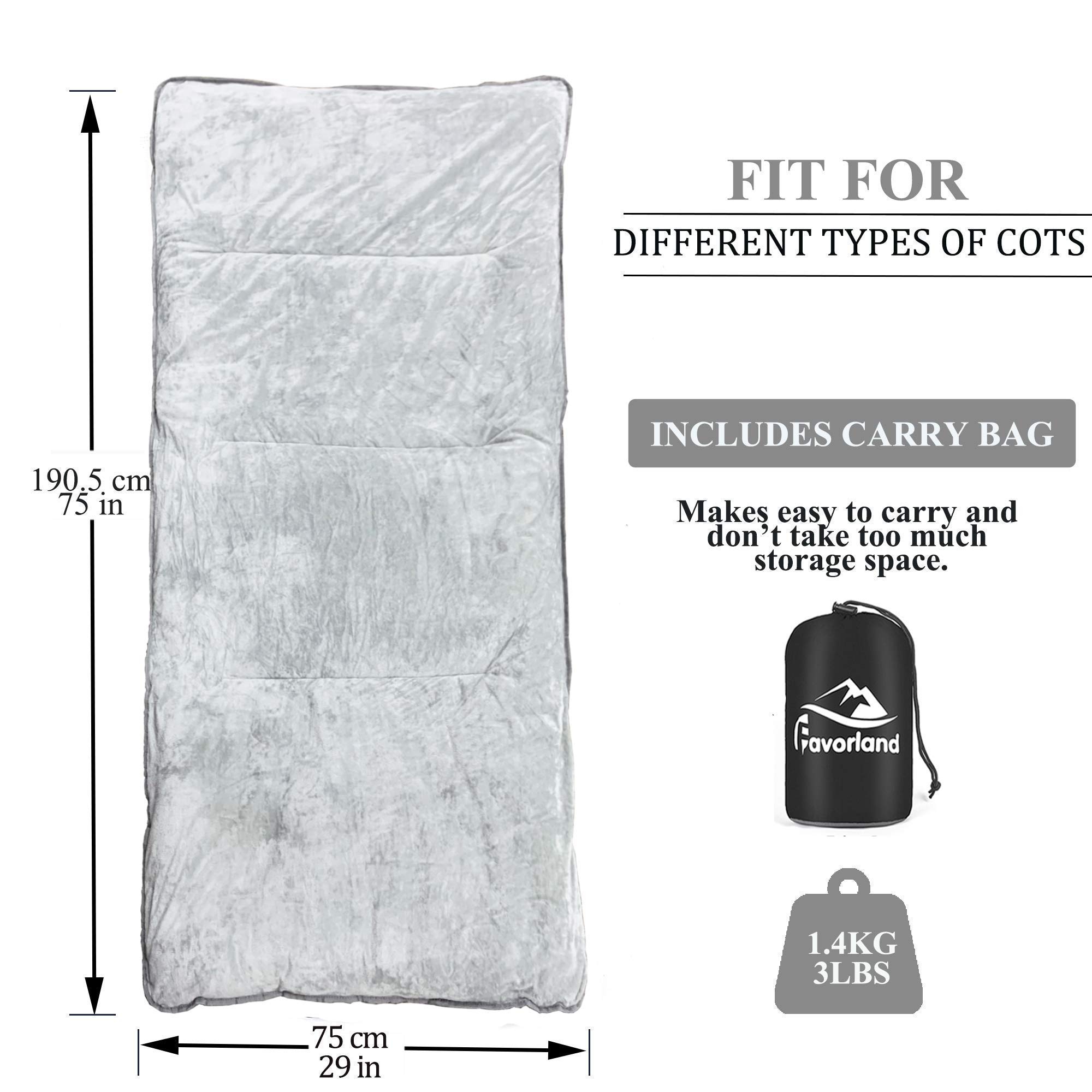 Favorland Sleeping Bag and Camping Sleeping Cot Pad Lightweight Durable for Hiking Backpacking Traveling with Compression Sack
