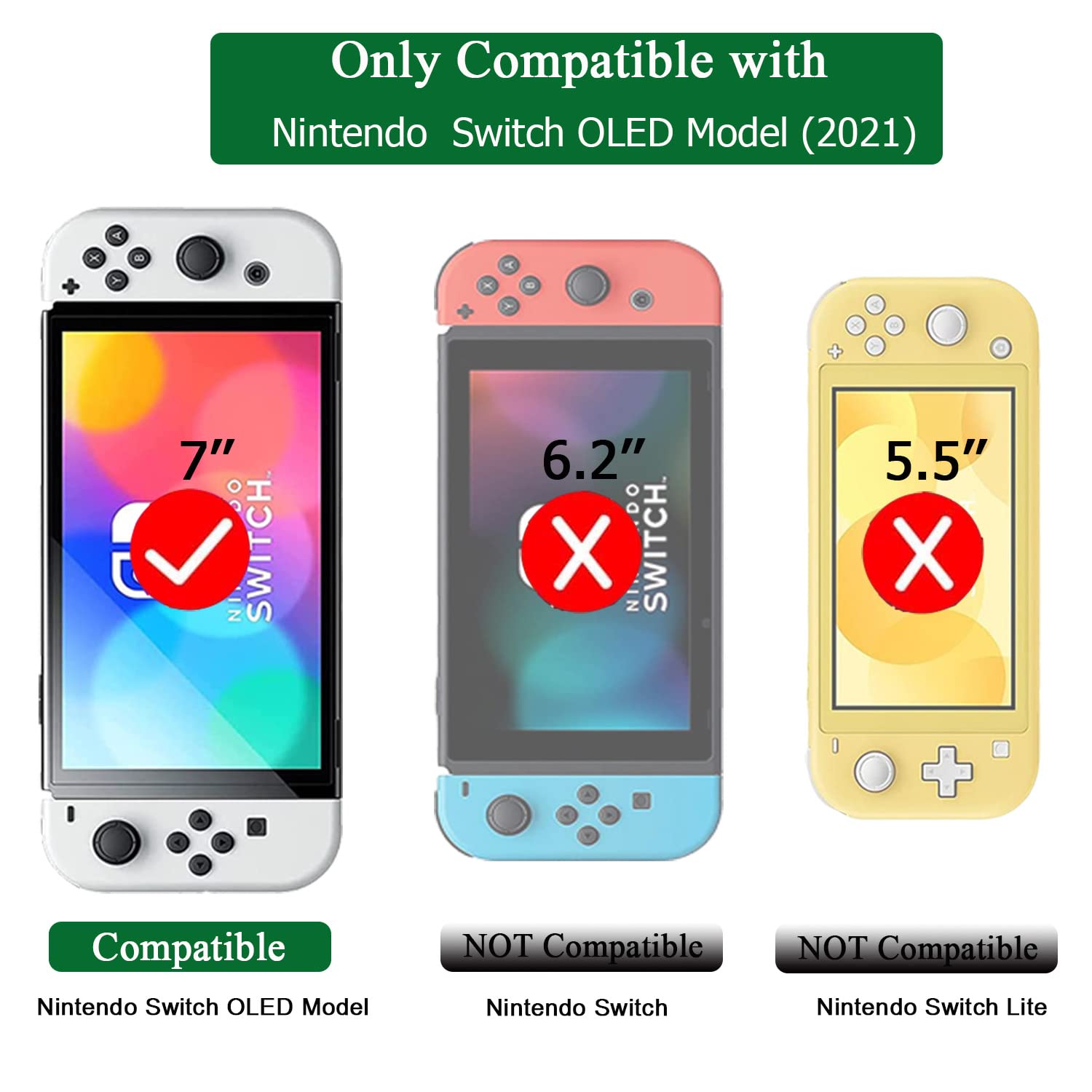 GOBEST Tempered Glass Screen Protector Compatible with Nintendo Switch OLED model 2021, Transparent HD Clear Screen Protector Tempered Glass Film Accessory for Nintendo Switch OLED(3-Pack)